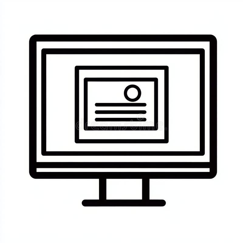 The Image Depicts a Minimalist Computer Screen on a White Background ...