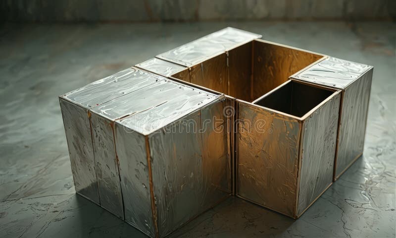 Geometric Sculpture Composed Stacked Cubes in Various Shades Gray and ...