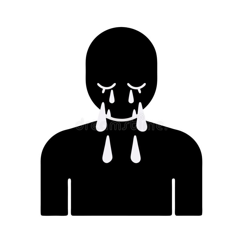 Minimalist Vector Silhouette Crying Person Emotional Expression Art ...