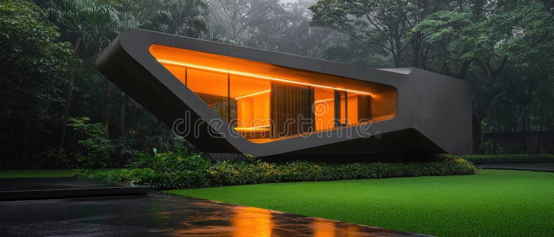 Modern House in the Forest stock image. Image of angular - 368891949