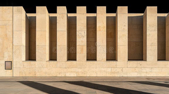 A Beige Stone Wall with a Series of Rectangular Openings. Stock Photo ...