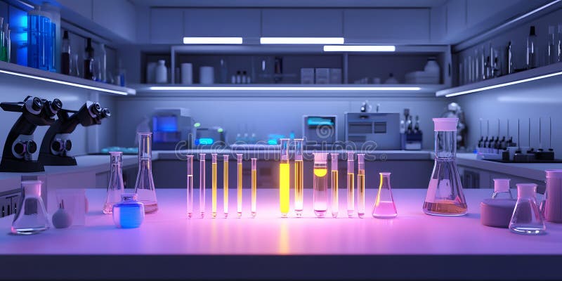 Modern Laboratory with Colorful Test Tubes Stock Illustration ...