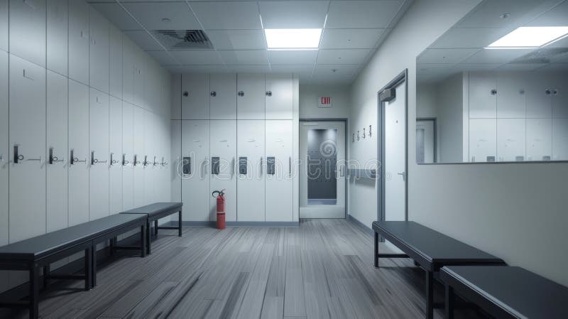 Modern Locker Room with Benches, Generative AI Stock Photo - Image of ...