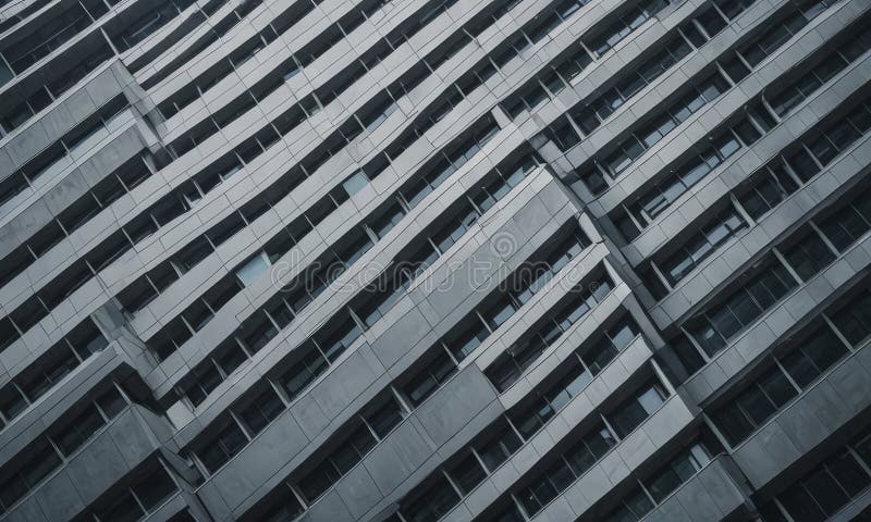 Modern Building with Diagonal Pattern Windows and Dark Gray Color ...