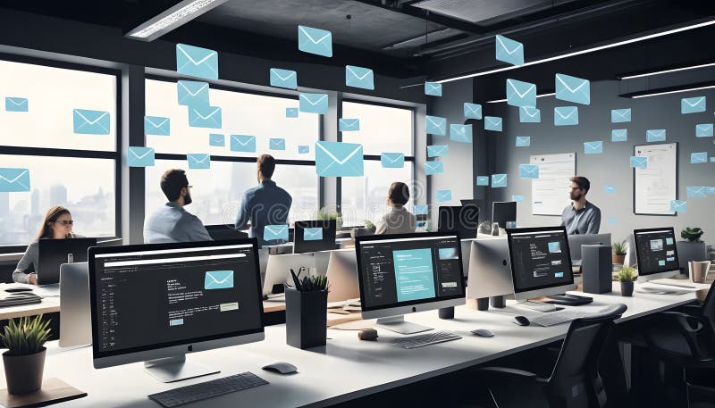 AI-Generated Office Email Visualization Stock Image - Image of digital ...