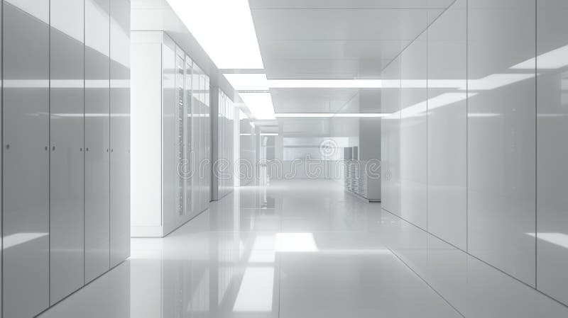 Modern White Data Center Corridor, Generative AI Stock Image - Image of ...
