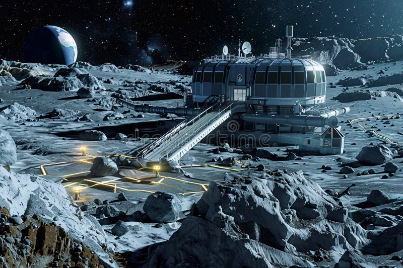 The Image Depicts Modern Technologies for Organizing Human Colonies on Other Planets and a ...