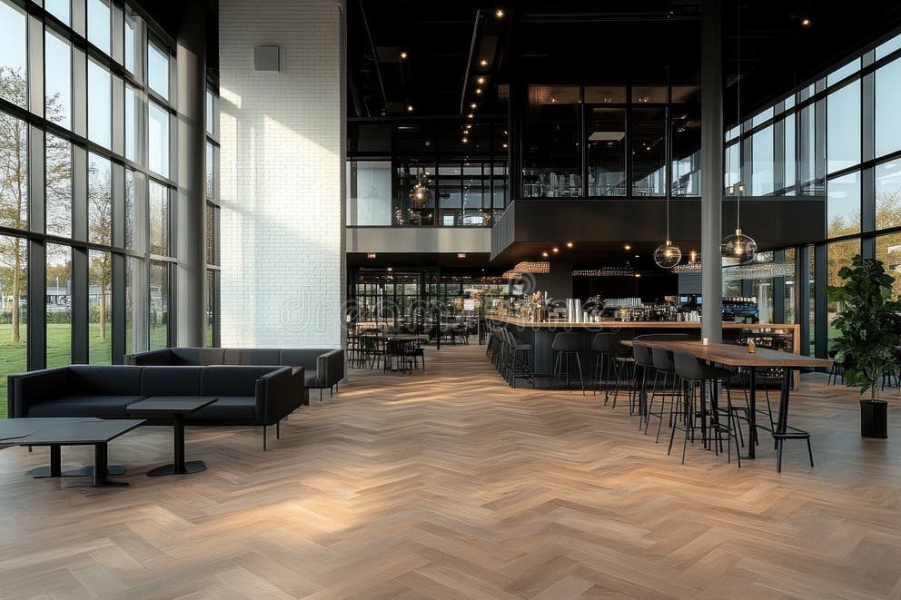 Modern White Brick Bar Interior with Comfortable Sofa Stock ...