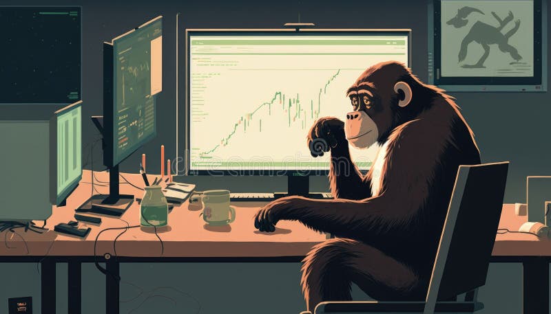 The Image Depicts a Monkey Sitting in an Office. Stock Illustration ...