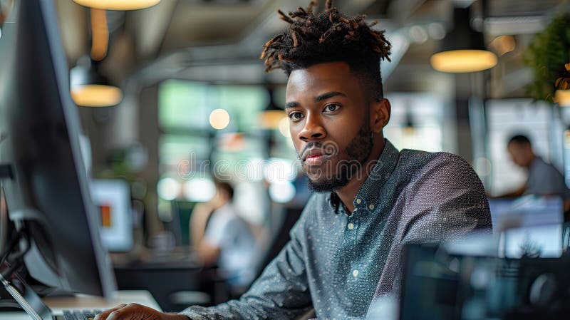 Multi-ethnic Man Tying Keyboard at Support Center To Protect User ... Multi-ethnic Man Tying Keyboard at Support Center To Protect User ...