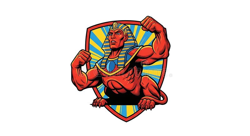 Muscular Sphinx Mascot Logo on Shield Backdrop Stock Illustration ...