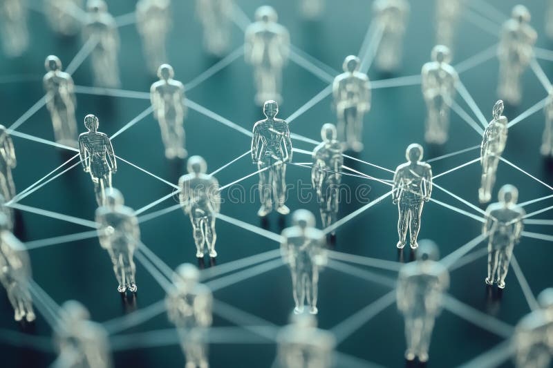 Glass Figures Interconnected Showing Global Network Collaboration Stock ...