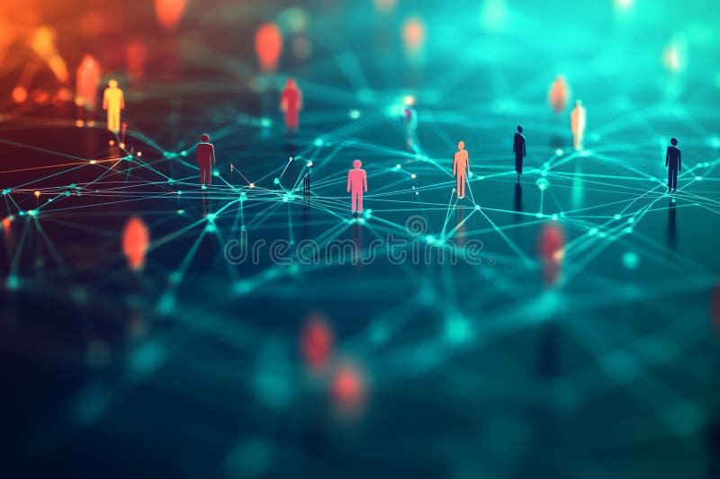 Global Network Connection Human Figures Linked Together in a Vibrant ...