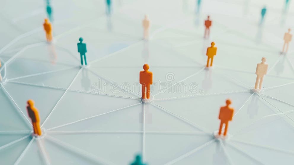 Network of Connected People Represented by Colored Figurines ...