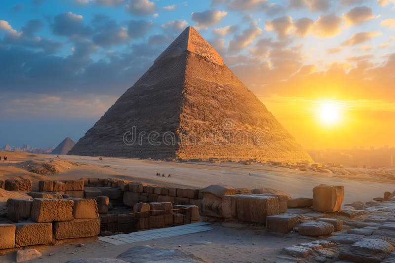 The Eternal Beauty of Egypt at Sunset Stock Illustration - Illustration ...