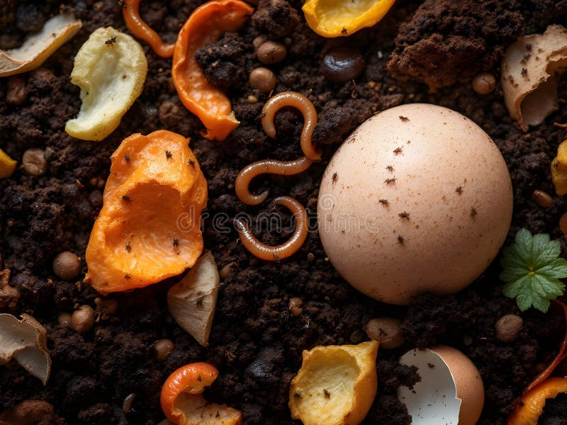 Organic Waste and Soil with Worms and Insects Stock Illustration ...