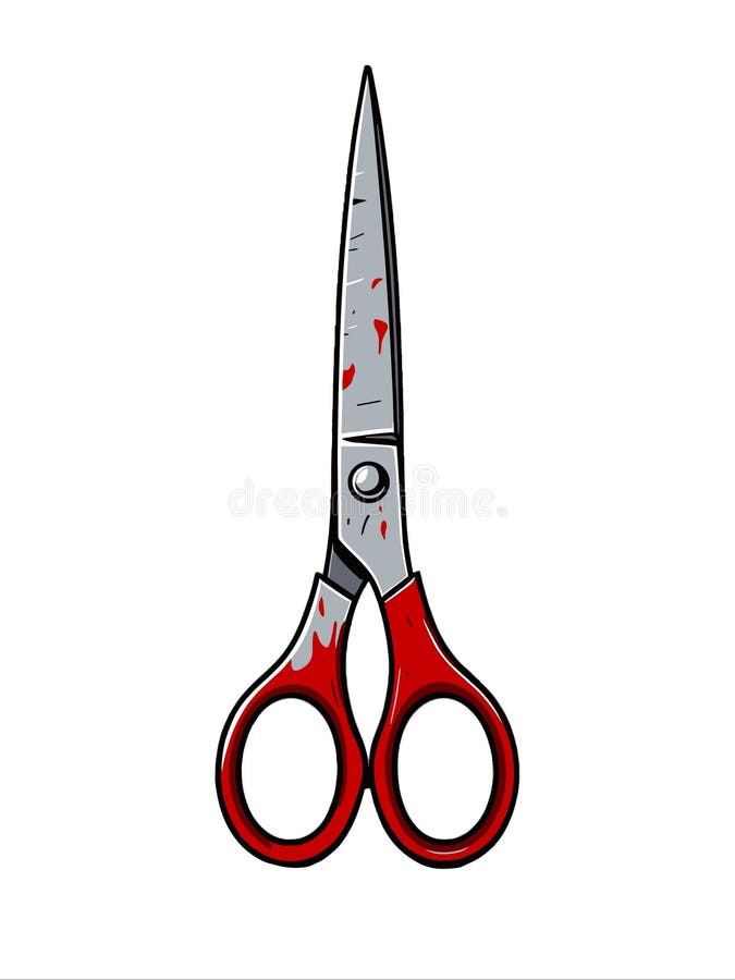 Red Handle Blood Stained Scissors Horror Weapon Prop Stock Vector ...