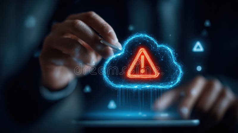 Cloud Security Warning Protecting Your Data from Cyber Threats Stock ...