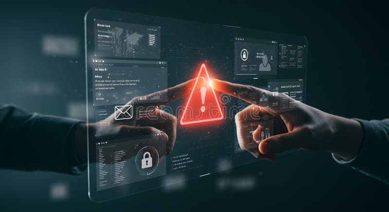 Cybersecurity Threat Detection on Digital Screen Stock Illustration ...