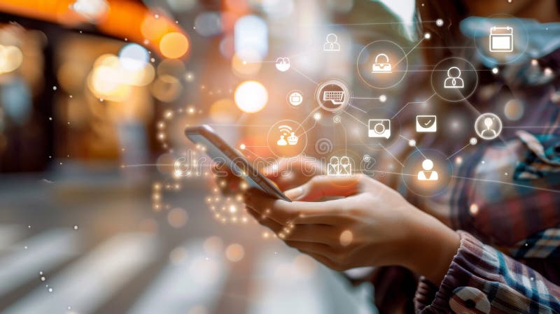 Smartphone with Digital Connections in Modern World, Generative AI ...