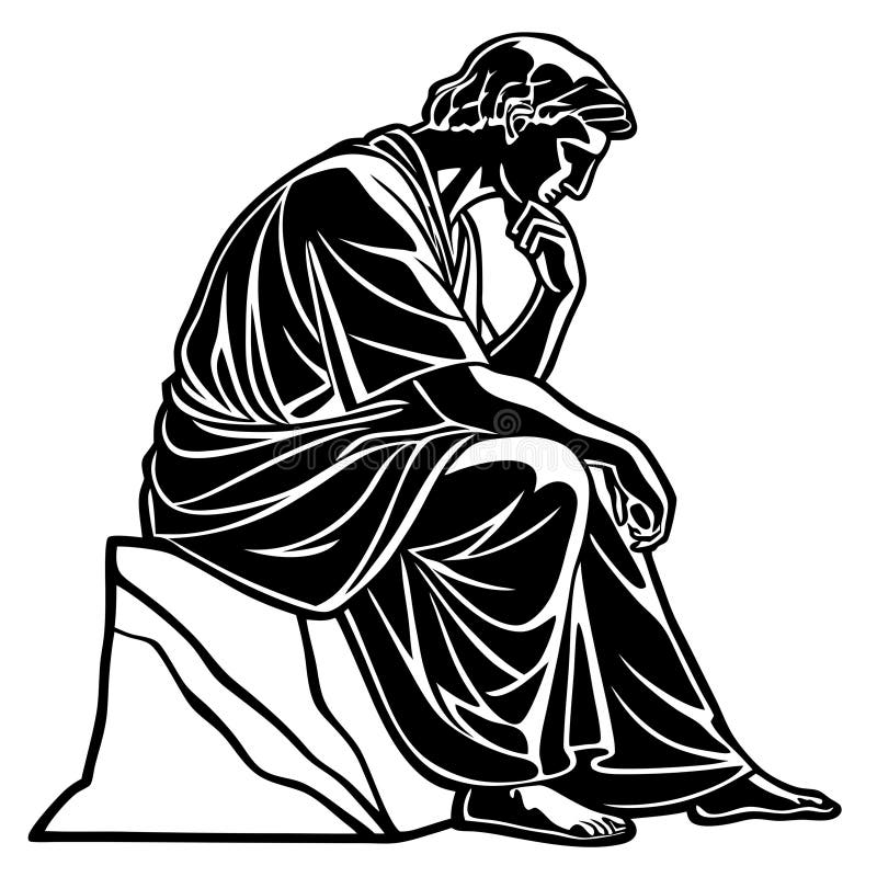 Philosopher Deep in Thought Contemplating Ideas Sitting on a Rock ...