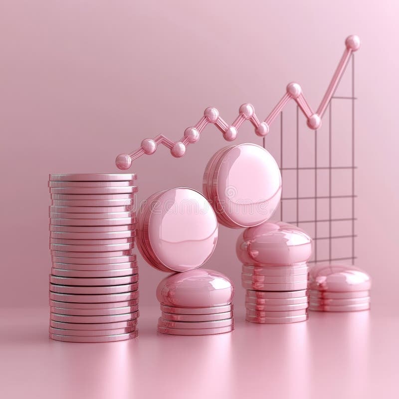 Pink Growth Chart stock illustration. Illustration of rendering - 336870696