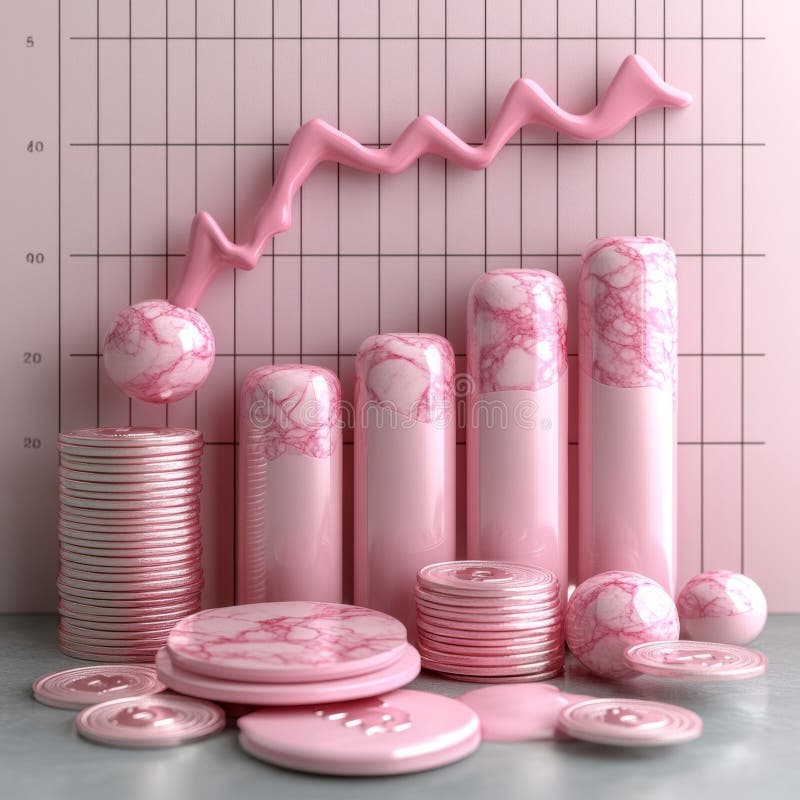 Pink Growth Chart stock illustration. Illustration of graphic - 336870686