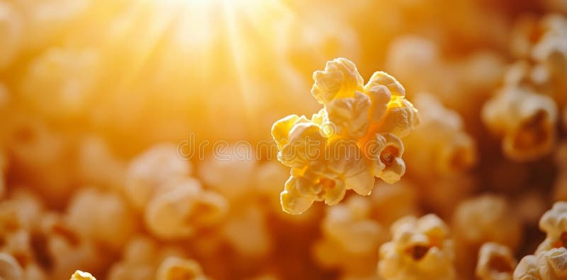 The Image Depicts Popcorn Hovering Above a Cozy Warm Background ...
