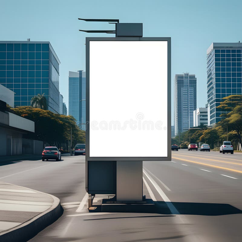 AI-Generated: a White Frame of a Billboard for Displaying Advertisement ...