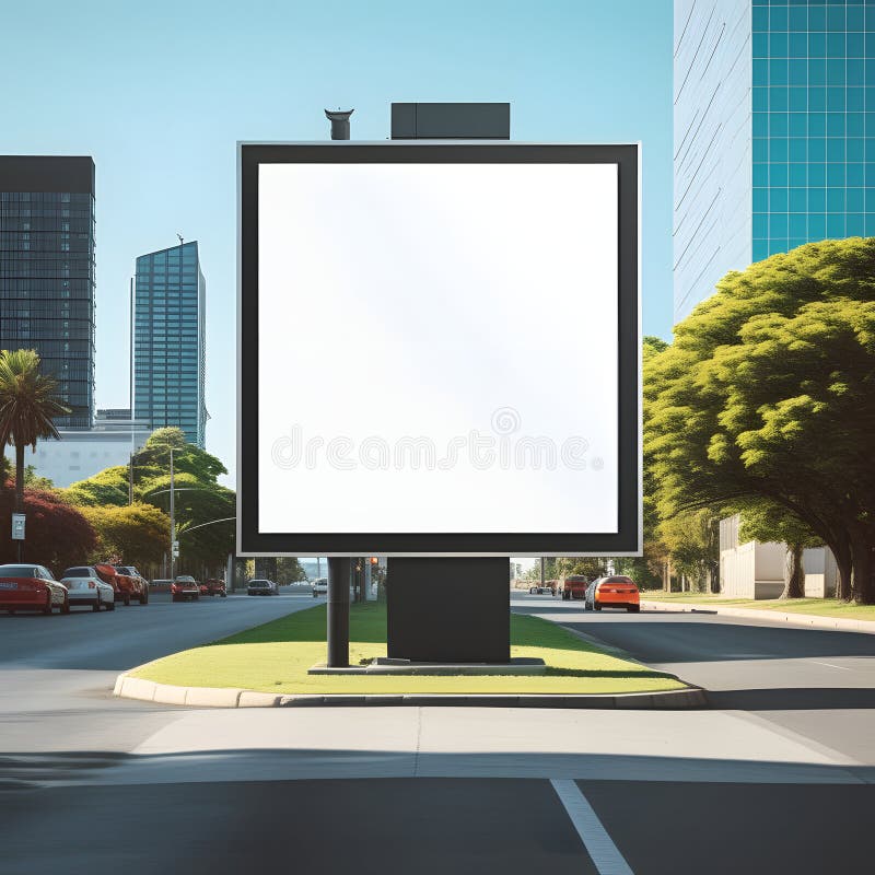 AI-Generated: a White Frame of a Billboard for Displaying Advertisement ...
