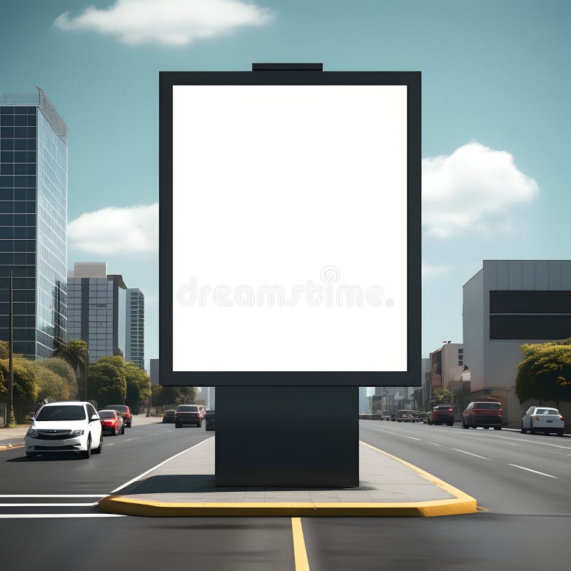 AI-Generated: a White Frame of a Billboard for Displaying Advertisement ...