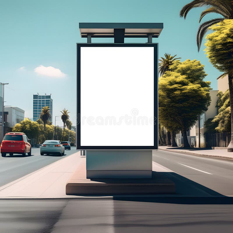 AI-Generated: a White Frame of a Billboard for Displaying Advertisement ...