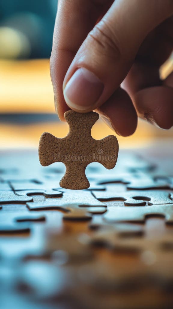 A Hand Carefully Places the Final Puzzle Piece into a Beautifully ...