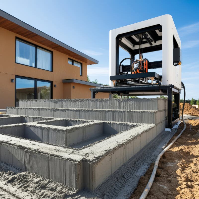 3D Printing Construction of a Building with an Industrial Printer Stock ...