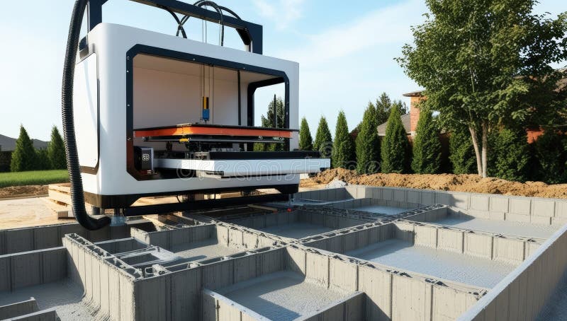 3D Printing Construction of a Building with an Industrial Printer Stock ...