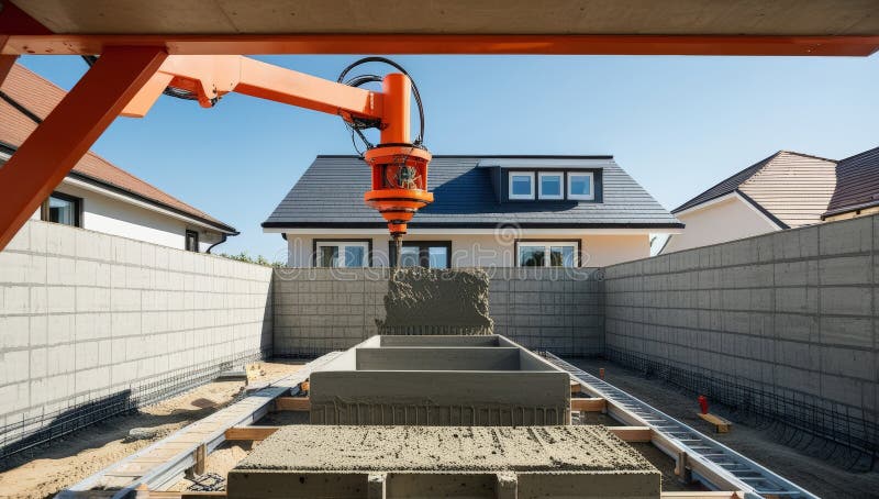 3D Printing Construction of a Building with an Industrial Printer Stock ...