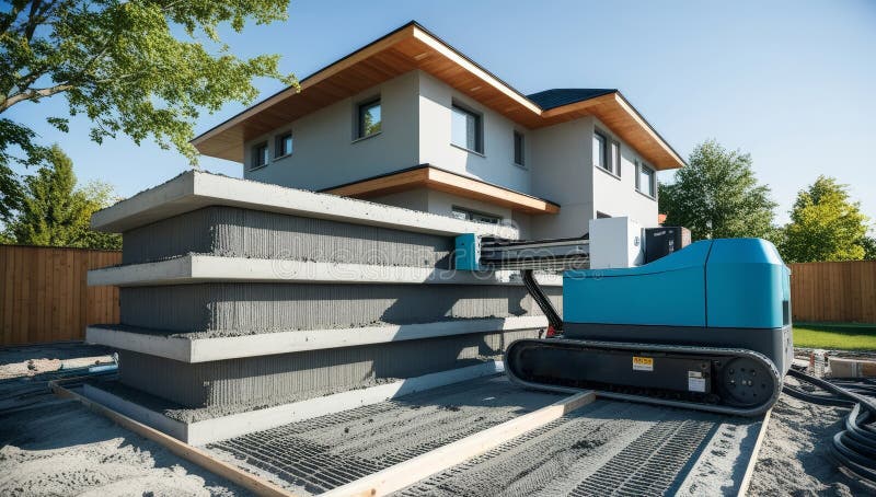 3D Printing Construction of a Building with an Industrial Printer Stock ...