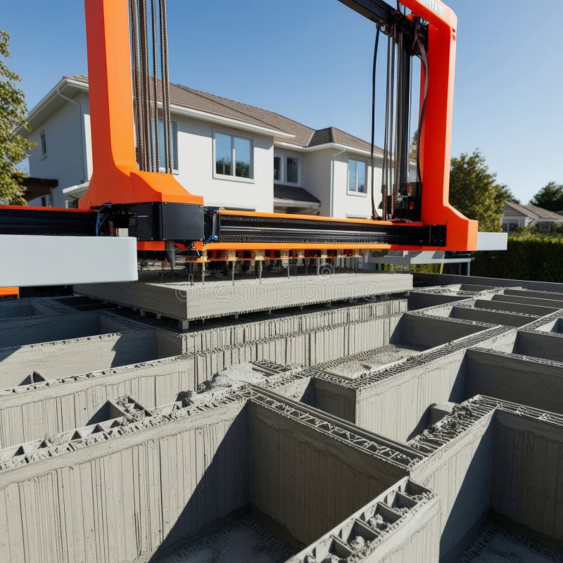 3D Printing Construction of a Building with an Industrial Printer Stock ...