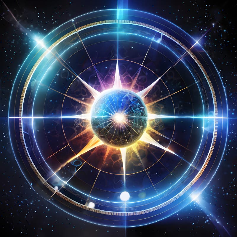 Mystical Celestial Geometry with Radiant Central Orb and Starry ...