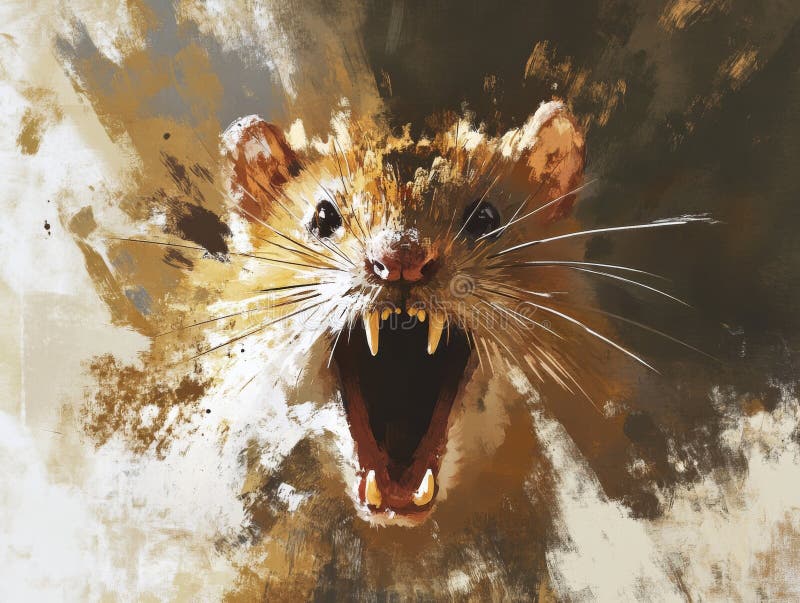 The Image Depicts a Rat with Sharp, Pink Teeth and a Fierce, Snarling ...