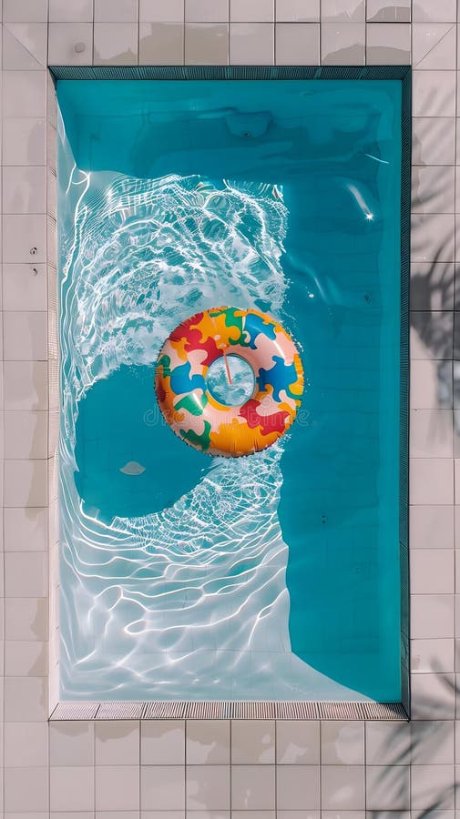 Swimming Pool with Inflatable Ring Stock Illustration - Illustration of ...