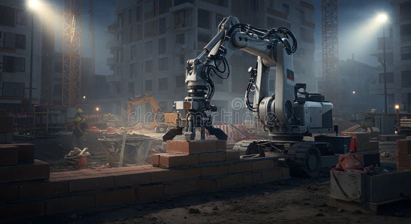 AI-Powered Construction Robot Stock Illustration - Illustration of ...