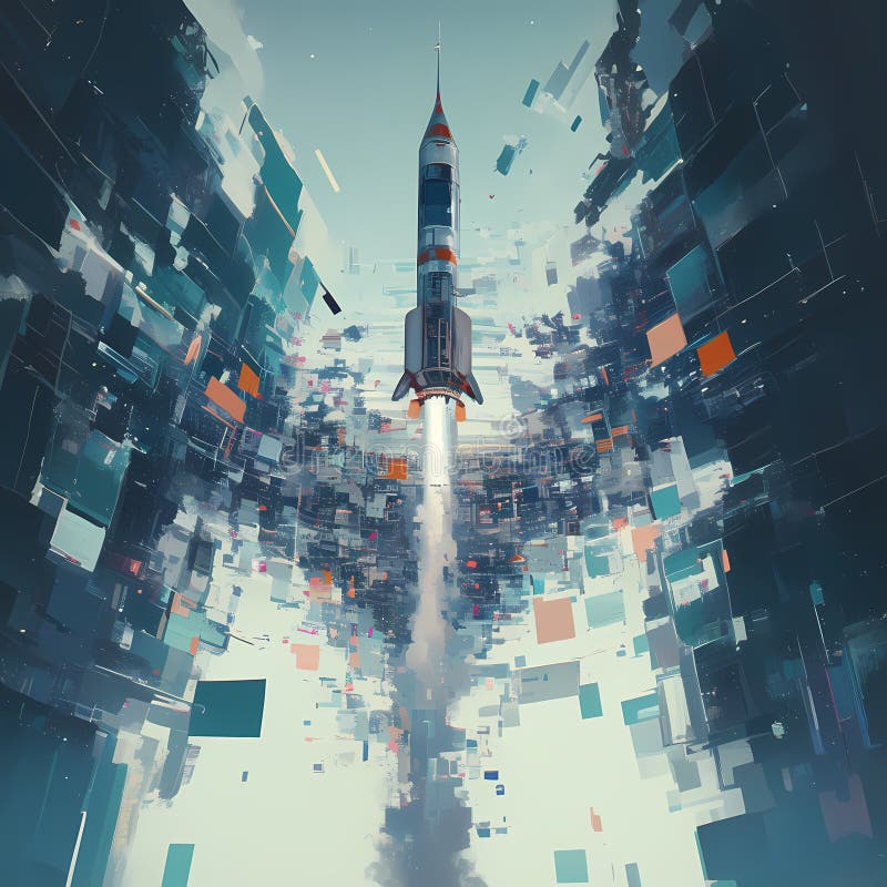 Rocket Launch from Screen stock illustration. Illustration of scifi ...