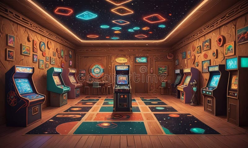 Room with Black Ceiling and Walls, Featuring Arcade Cabinets and ...