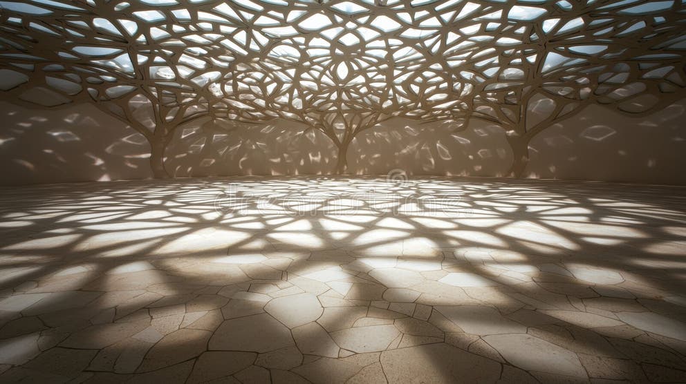 A Room with a Tree-like Ceiling and a Stone Floor. Stock Image - Image ...