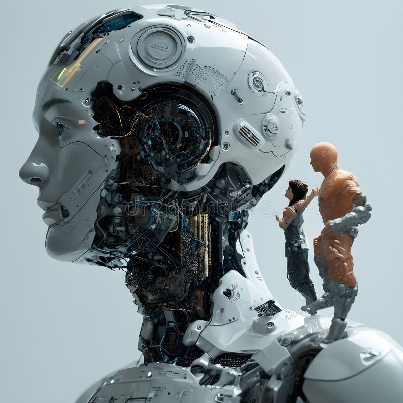 I and Robotics: the Future Vision in a Sci-fi Illustration Stock ...