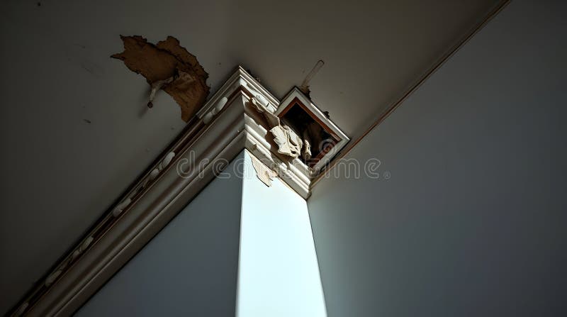 Damaged Ceiling Cornice - Interior Decay & Repair Stock Illustration ...