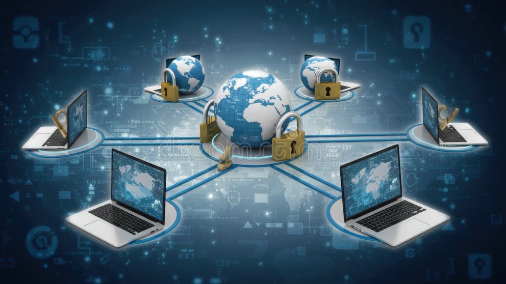 Global Network Security stock illustration. Illustration of computer - 371262733