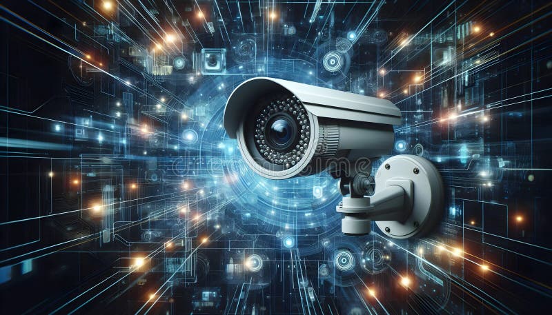 AI-Powered Surveillance System Stock Illustration - Illustration of ...