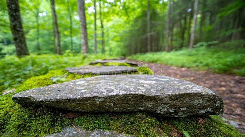 A Mossy Rock Formation in a Forest. Stock Photo - Image of natural ...
